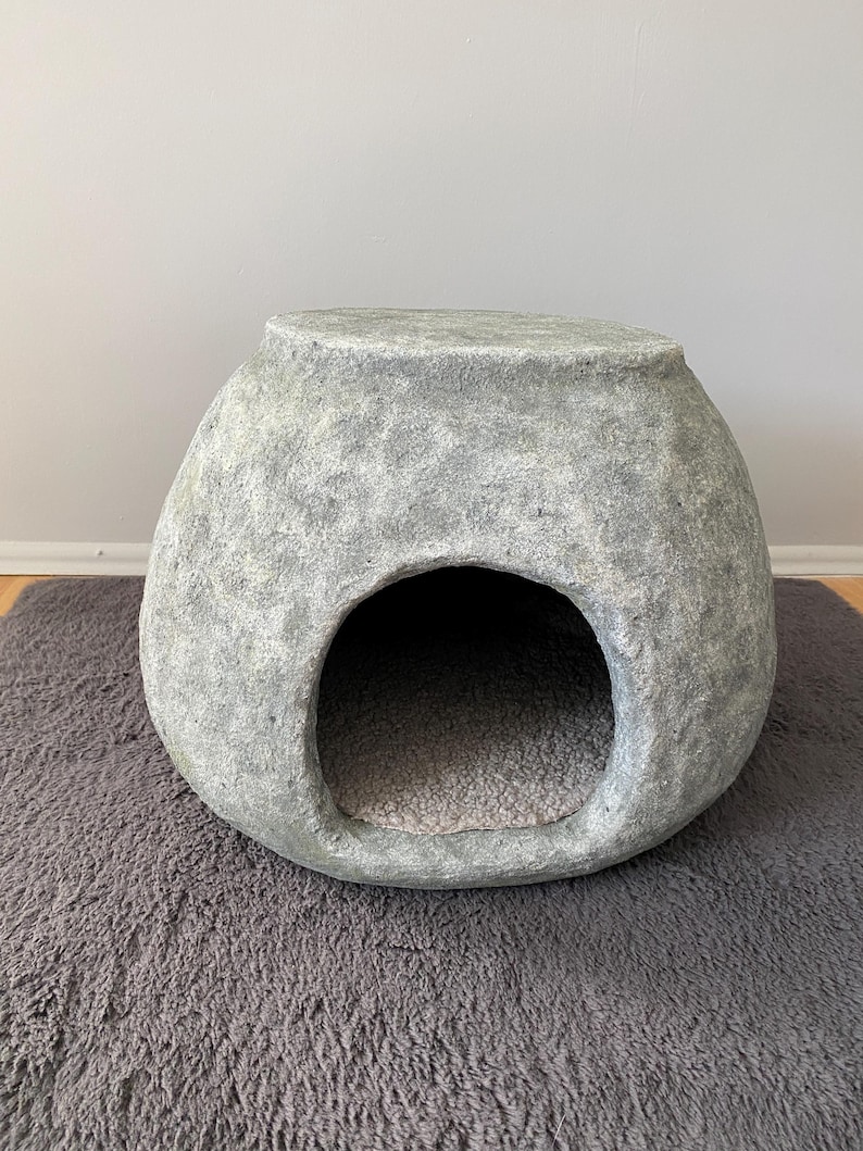 Handmade Pet Cave With Firelight Glow | Luxurious Faux Stone Nest - Etsy