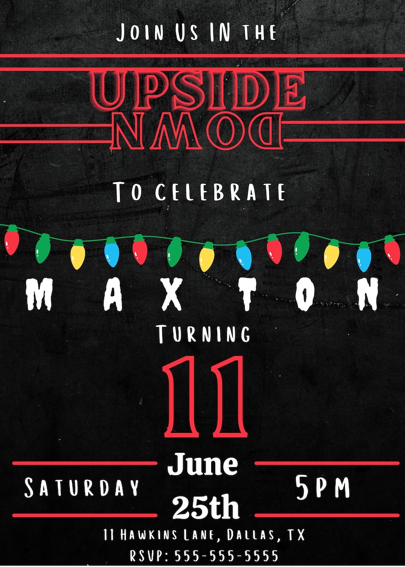 Stranger Invitation, Birthday Invitations, Stranger Invite, Retro ...