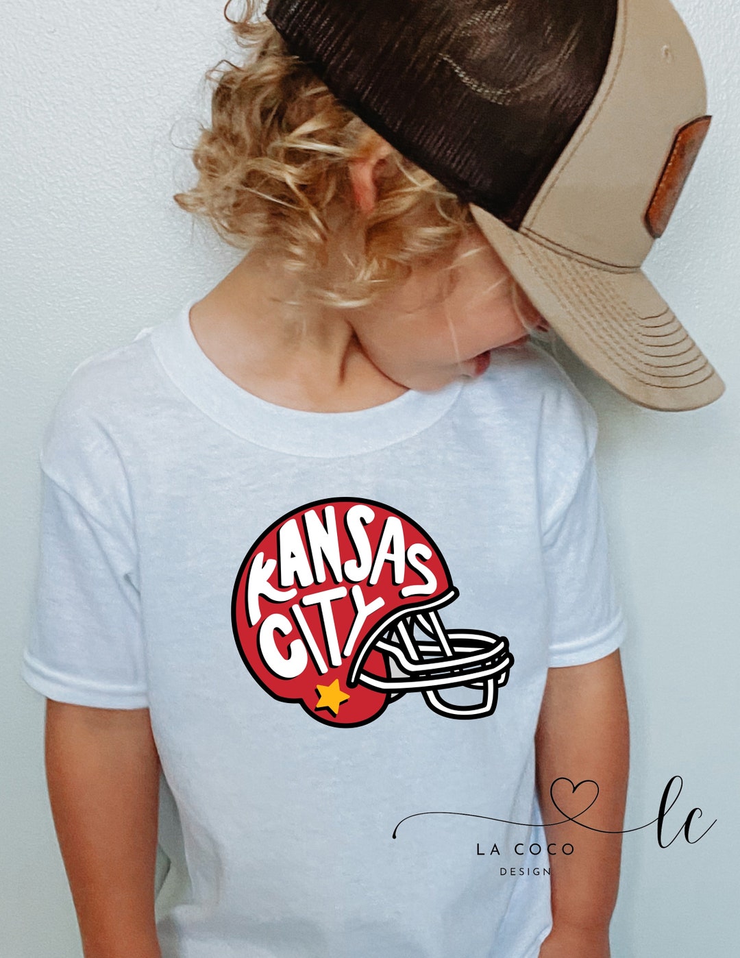 Chiefs Football Helmet Kids Tshirt, Kansas City Football Shirt, Cute ...