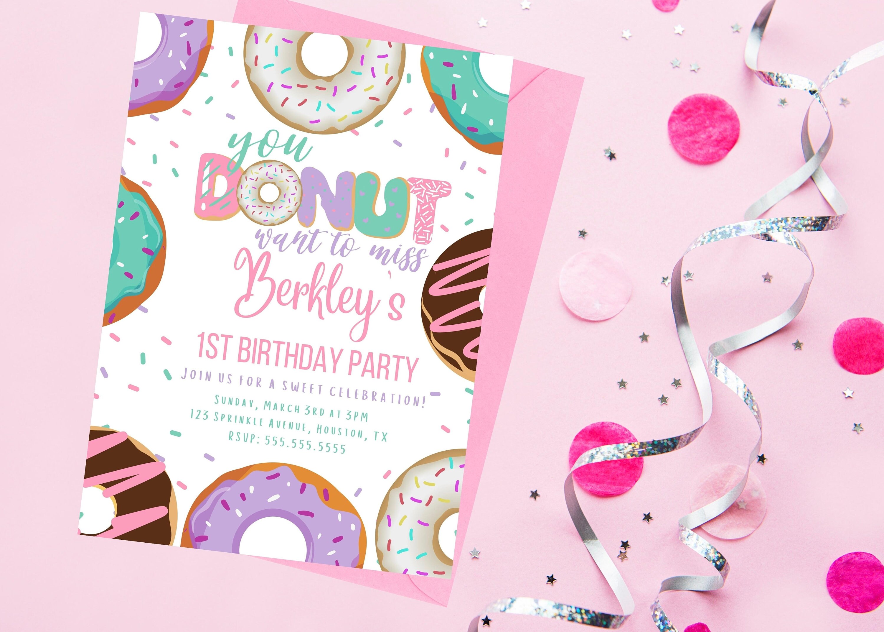 Donut Birthday Party Invitation, Sweet Treats Birthday Invitation ...