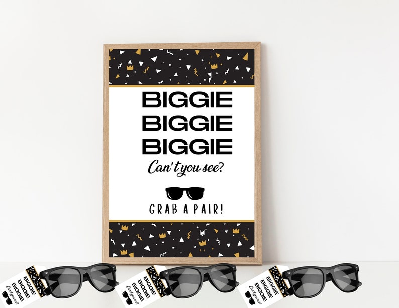 NOTORIOUS ONE Birthday Sign - Biggie Party - FAVORS - Sunglasses - Hip ...