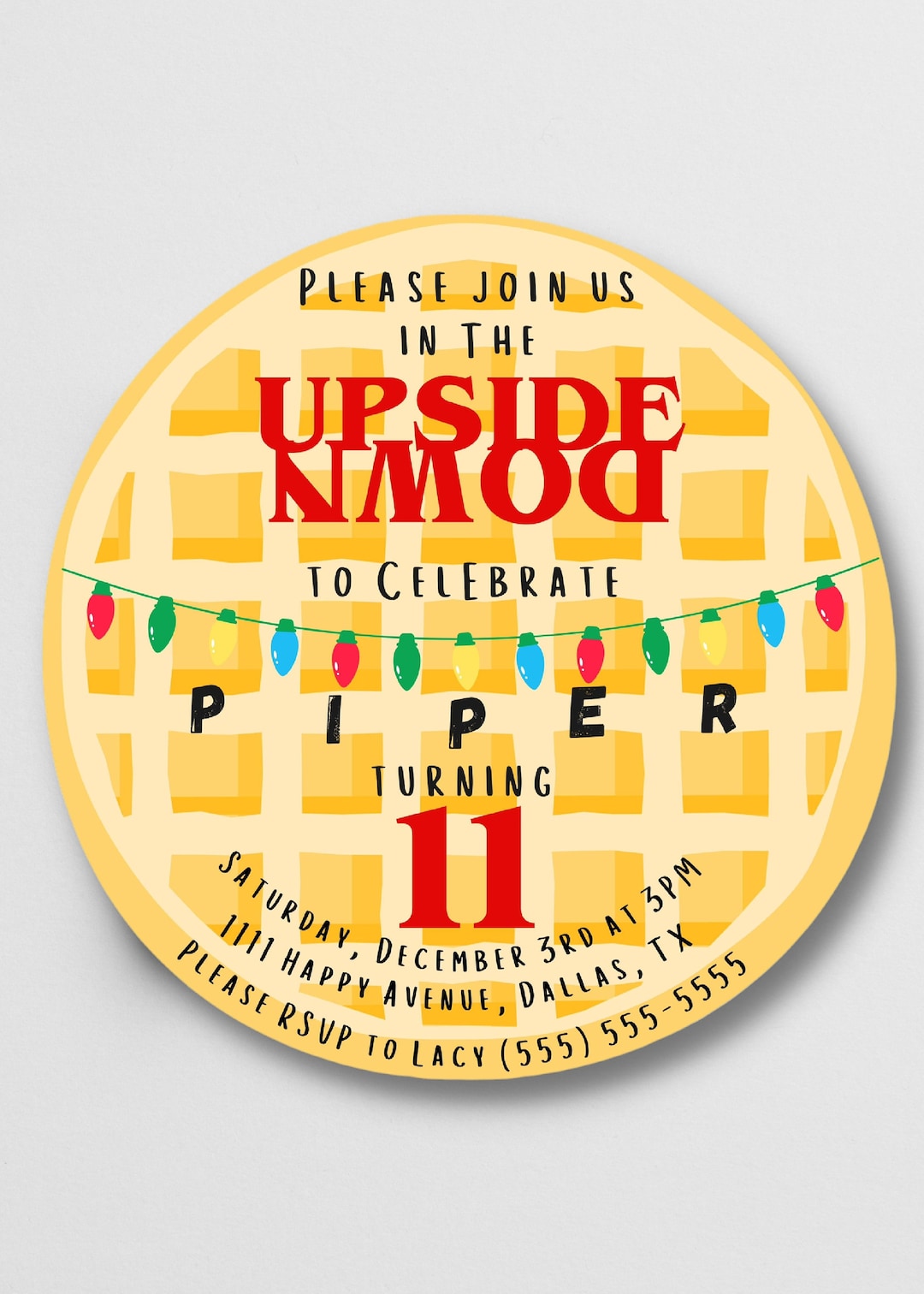 Stranger Kids Waffle Invitation, Eleven Birthday Invitation, Stranger ...