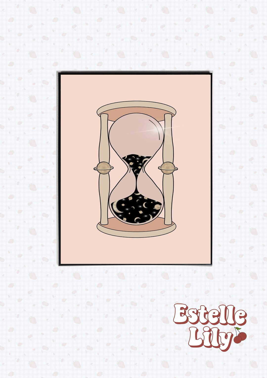 Moon and Saturn Hourglass A5 Poster Digitally Designed Wall Art - Etsy