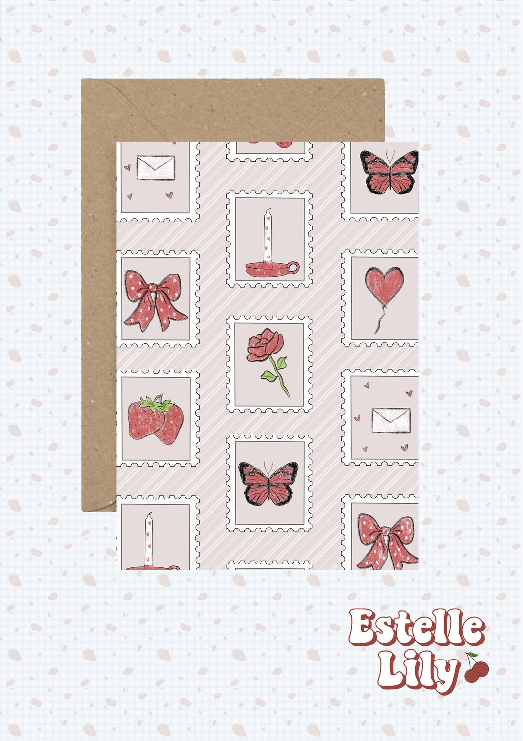 Pink Aesthetic Greeting Card | Art Print | Roses | Bows | Love Heart - Etsy