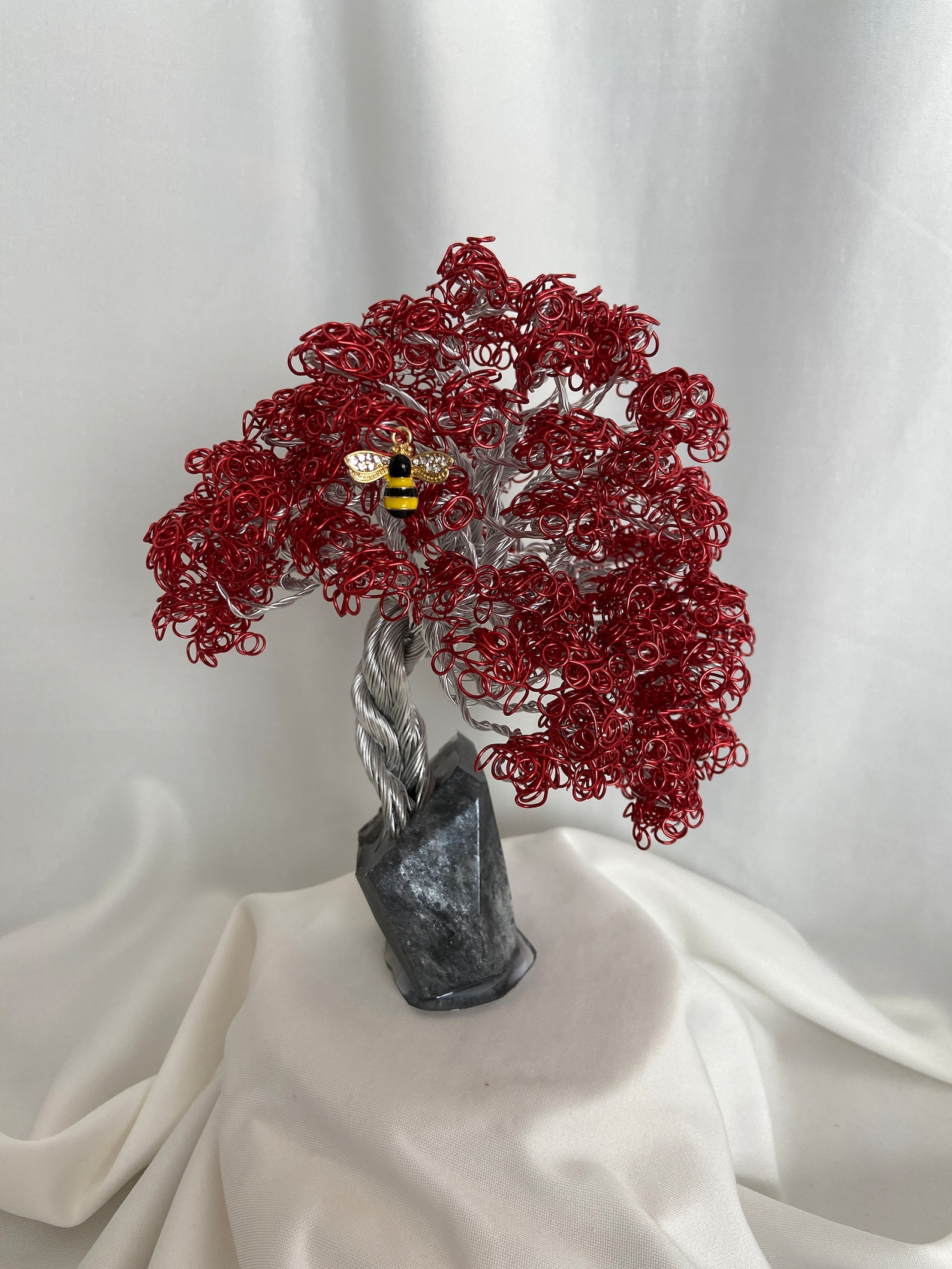 Red & Silver Metal Wire Tree Sculpture - Etsy