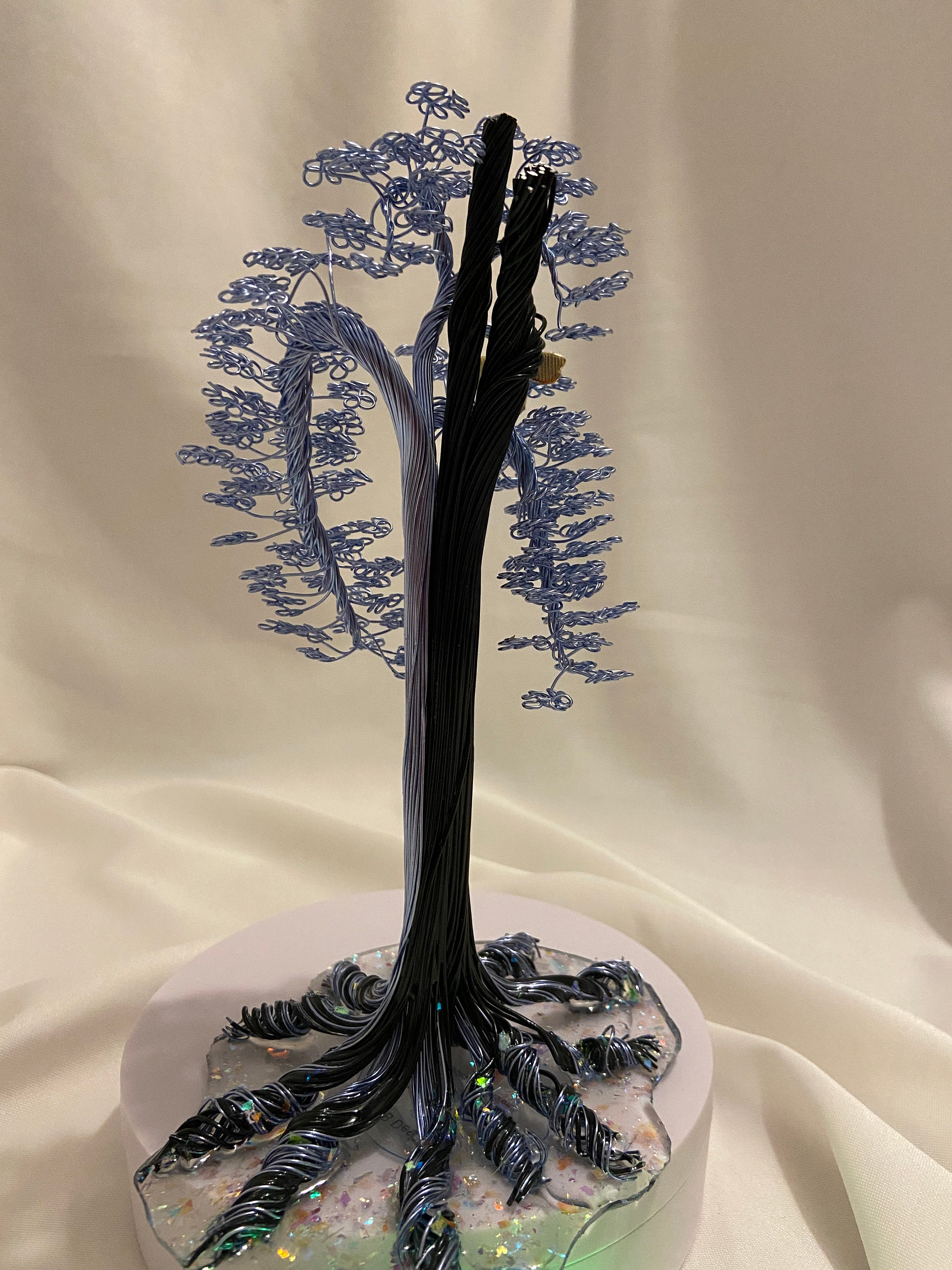Blue and Black Metal Wire Tree Sculpture. - Etsy