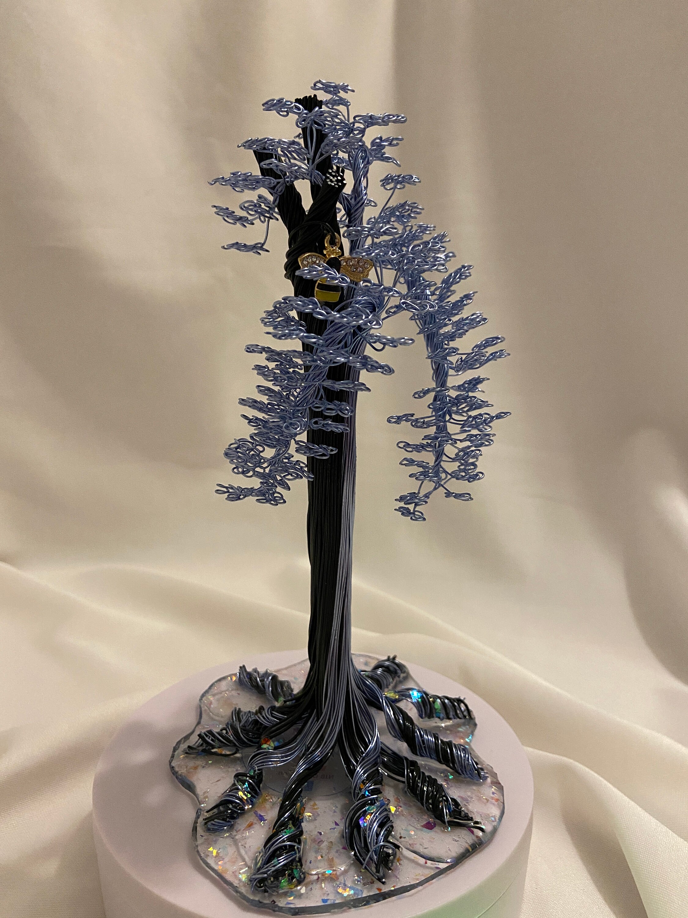 Blue and Black Metal Wire Tree Sculpture. - Etsy