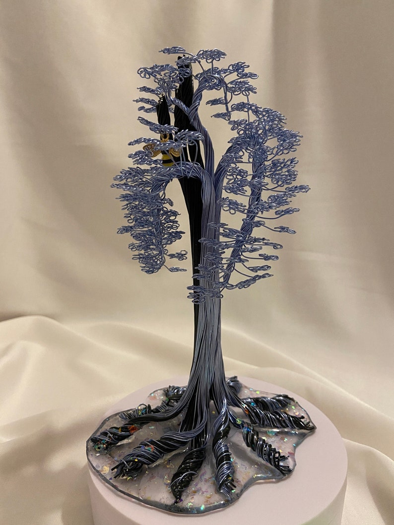 Blue and Black Metal Wire Tree Sculpture. - Etsy