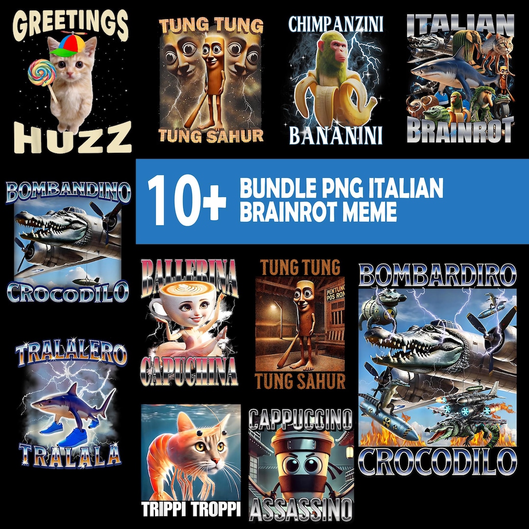 10+ Italian Brainrot Meme PNG Bundle, Brainrot Memes Png, Viral Meme ...