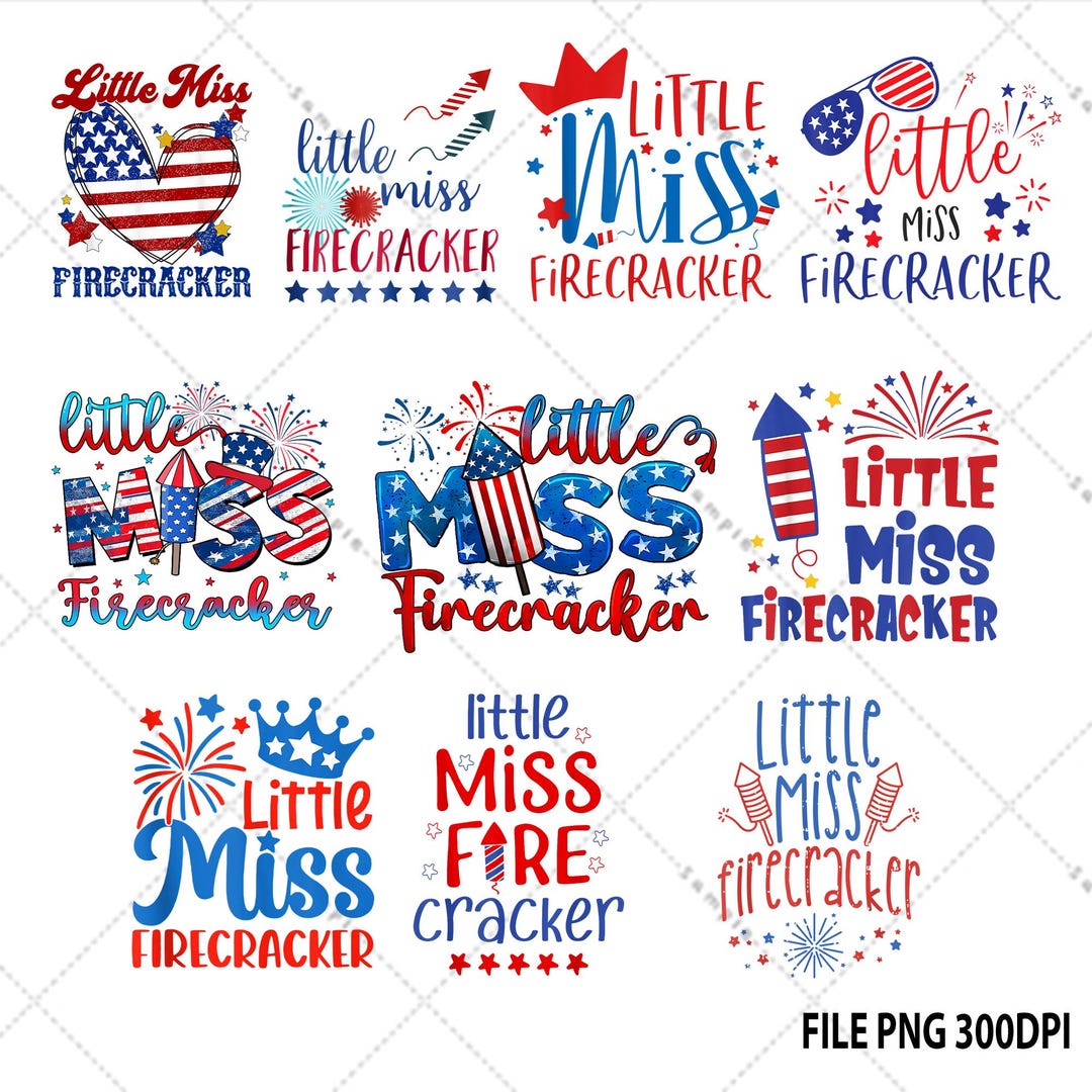 10+ Little Miss Firecracker Png Bundle, 4th July Png Kids Toddler ...