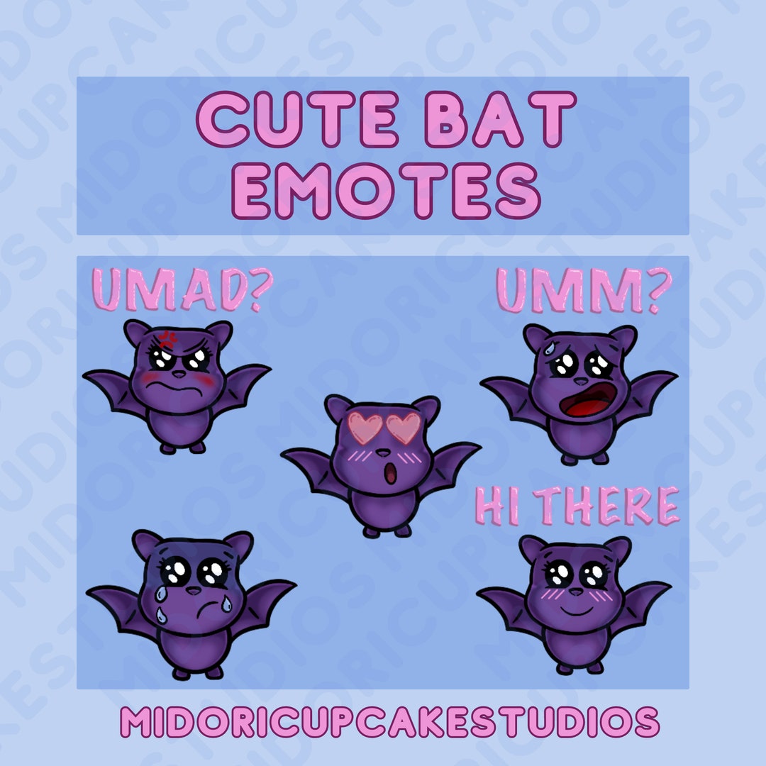 Cute Bat Emotes Twitch Discord Kawaii Purple Pink - Etsy