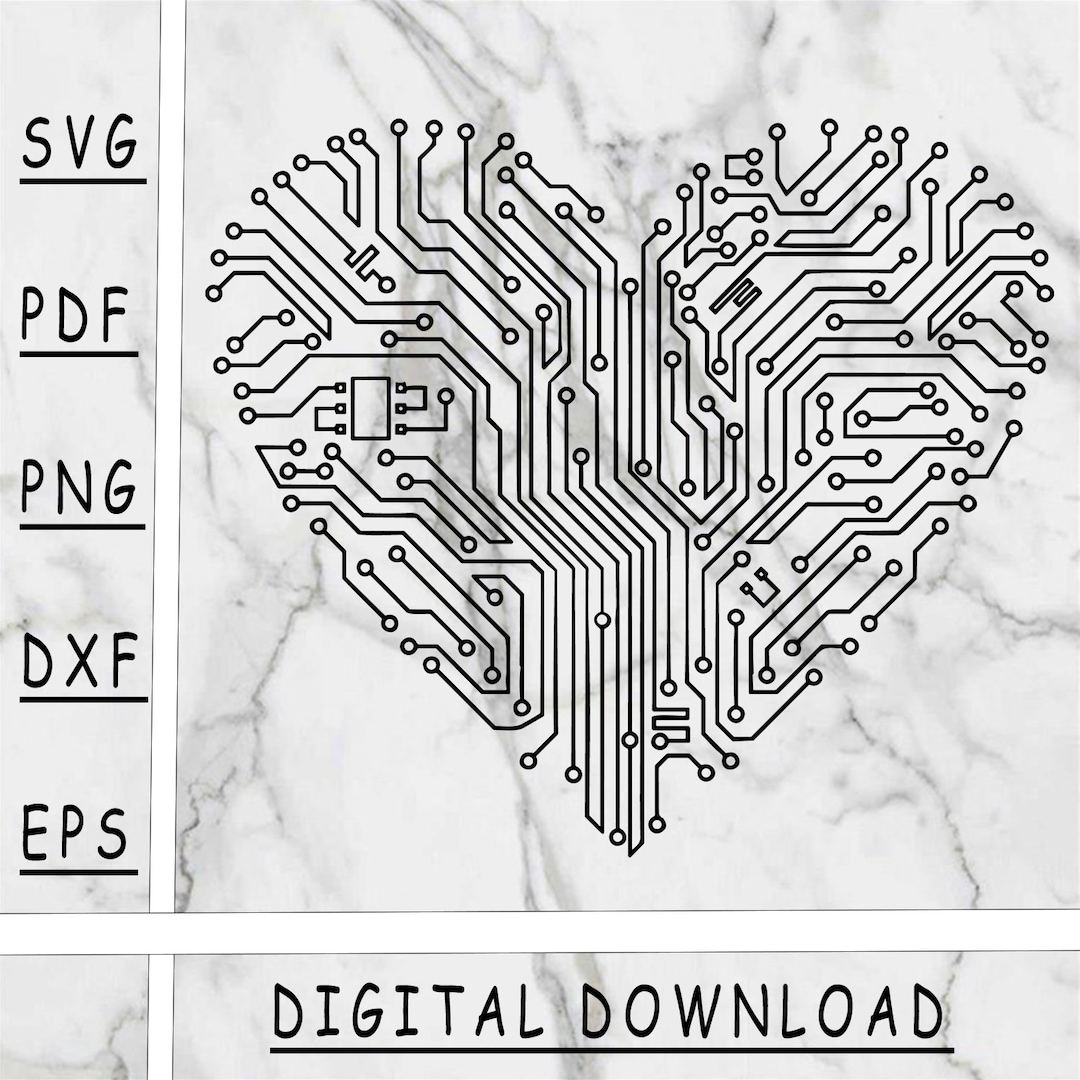 Circuit Heart SVG, Circuit Heart PNG, Circuit Heart DXF, Circuit Heart ...