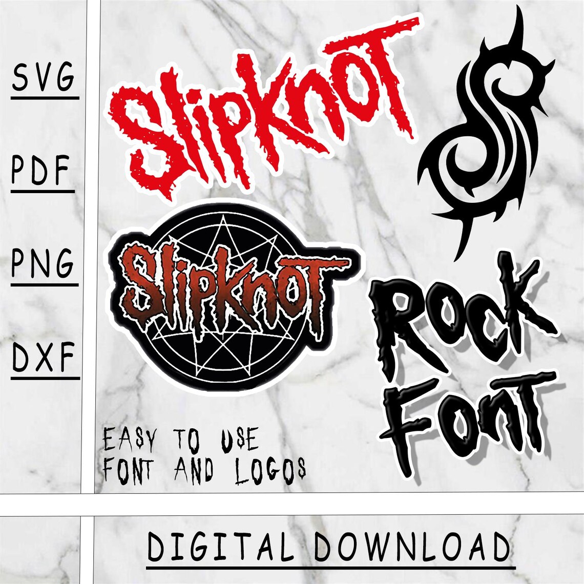Rock Font SVG, Rock Font PNG, Rock Font Dxf, Rock Font Pdf, Slipknot ...