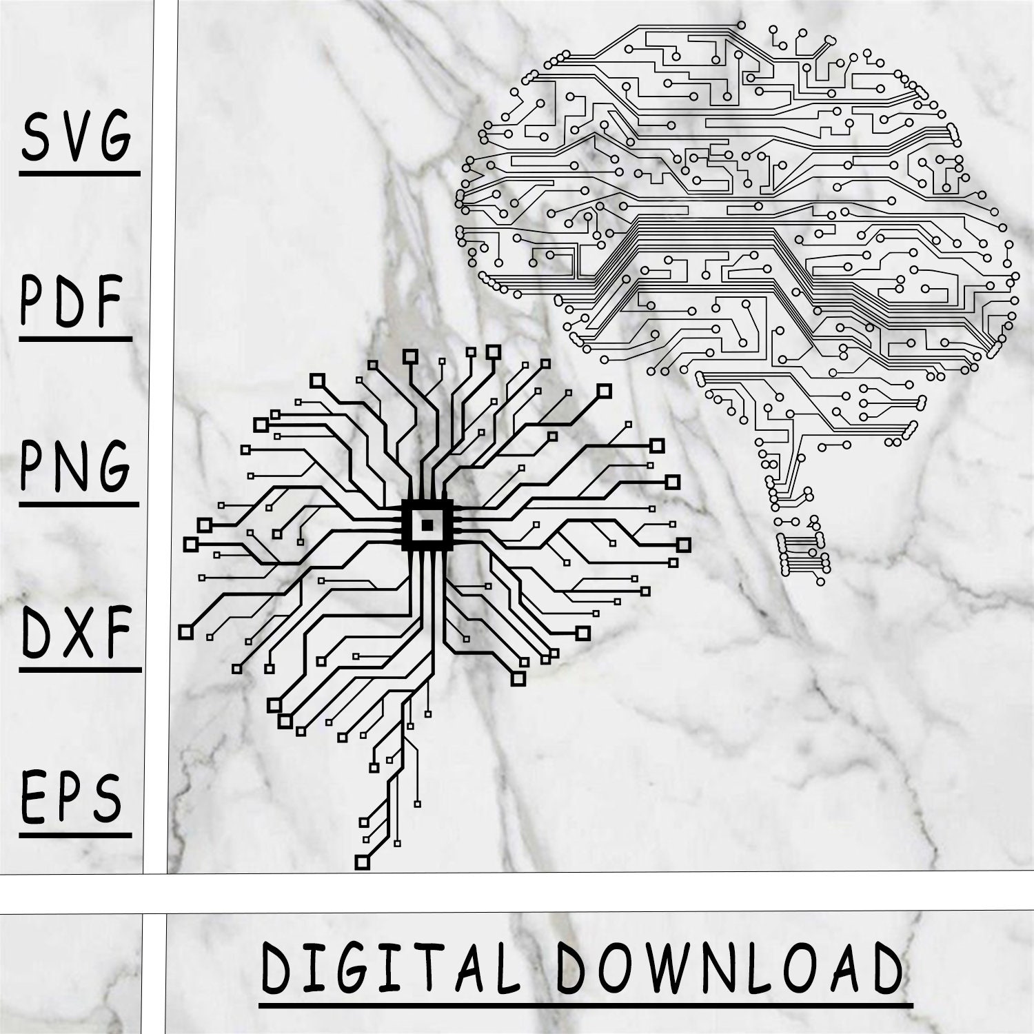 Circuit Brain SVG, Circuit Brain PNG, Circuit Brain DXF, Circuit Brain ...