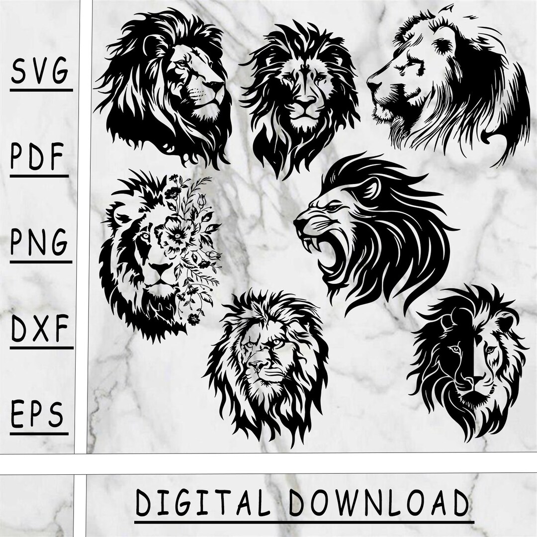 Löwe SVG-Bundle, Löwe PNG, Löwe DXF, Löwe Pdf, Löwe Eps, digitales ...