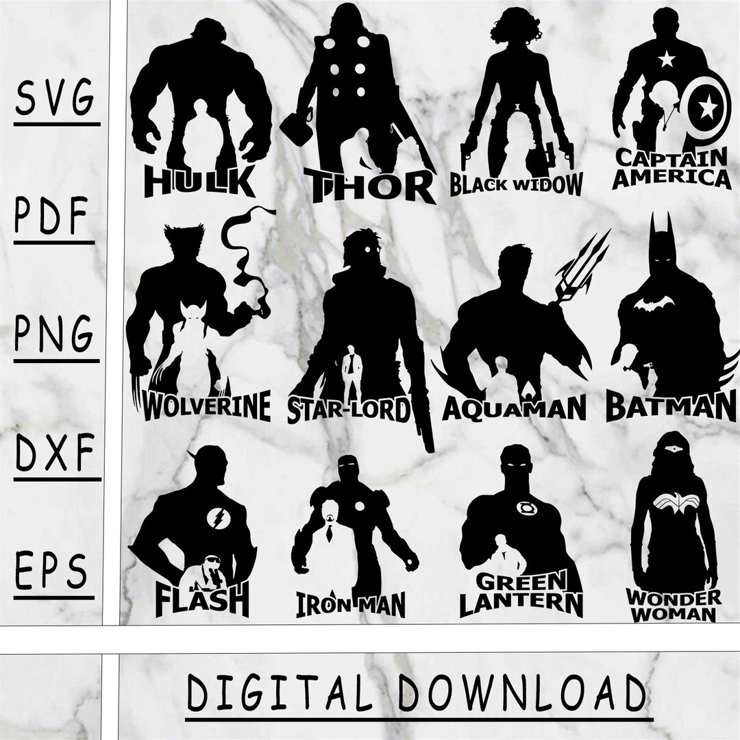 Superhero SVG Bundle, Superhero PNG, Superhero DXF, Superhero Eps ...