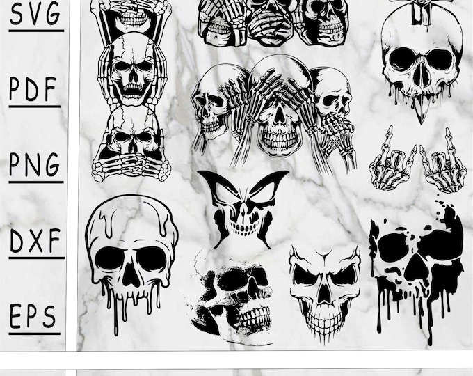 Skull Bundle SVG, Skull PNG, Skull DXF, Skull Pdf - Etsy