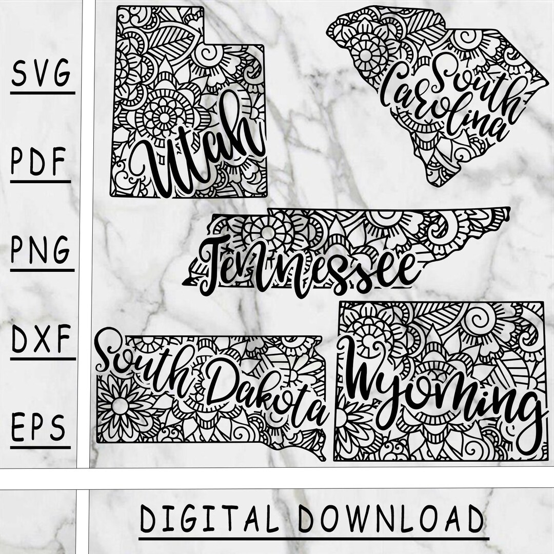 USA State Mandala SVG Bundle: United States Vector Cut Files (digital ...