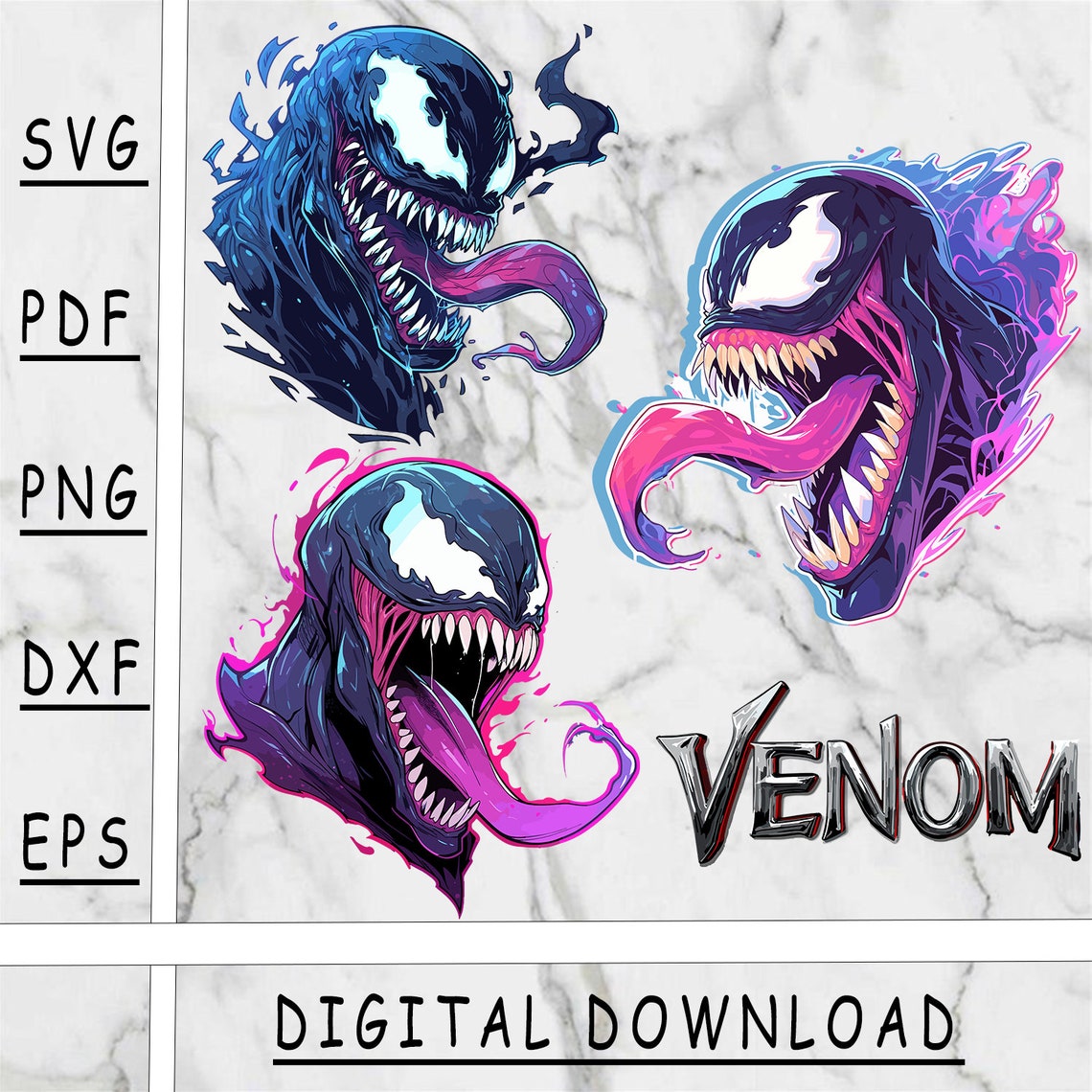 Venom Sticker SVG Bundle, Venom Sticker PNG, Venom Sticker DXF, Venom ...