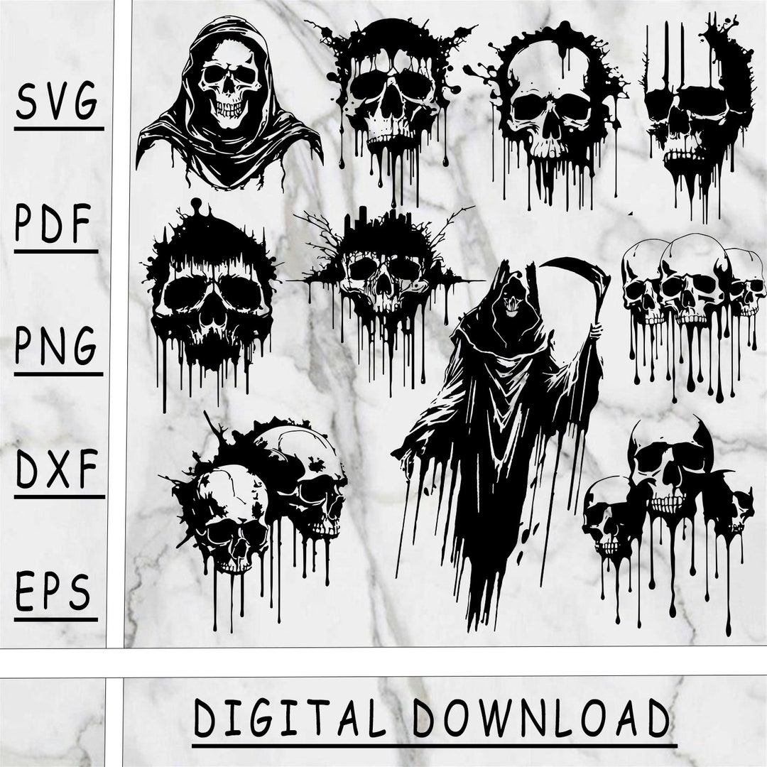 Skull Ink Bundle SVG, Skull Ink PNG, Skull Ink DXF, Skull Ink Pdf ...