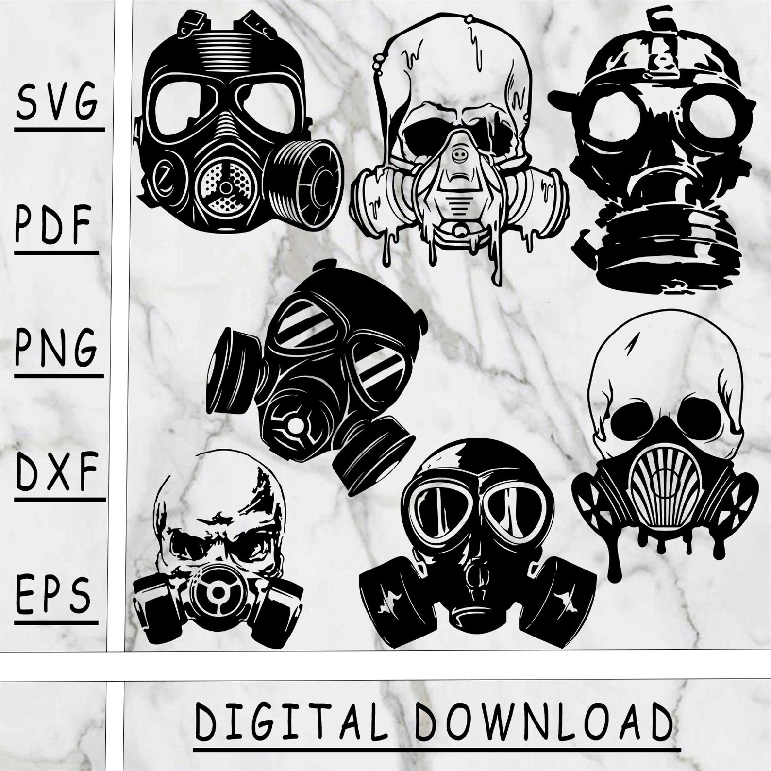 Gas Mask Bundle SVG, Gas Mask PNG, Gas Mask DXF, Gas Mask Pdf - Etsy