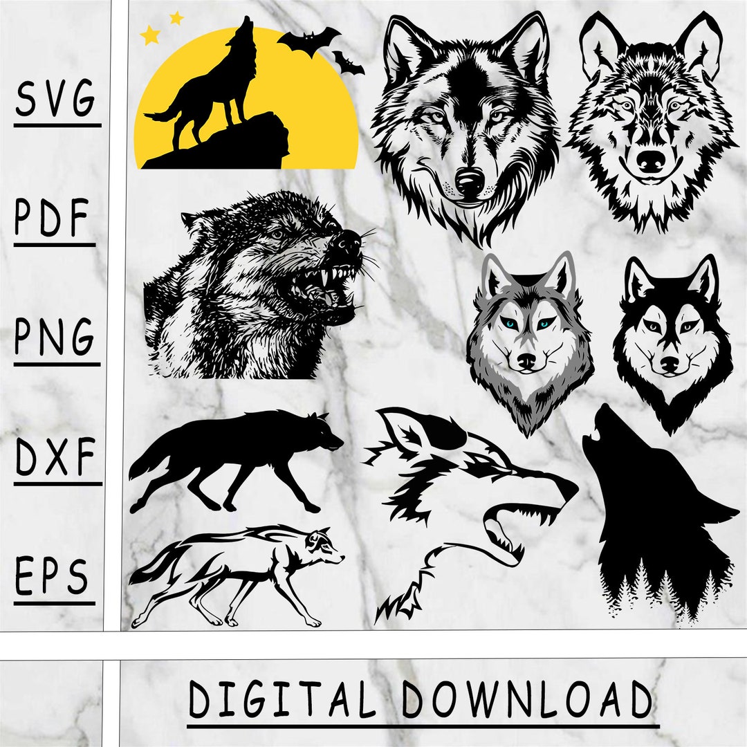 Wolf SVG Bundle, Wolf PNG, Wolf DXF, Wolf Pdf, Wolf Eps, Wolf ...