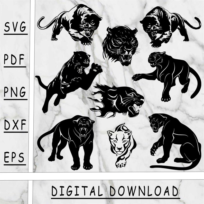 Panther SVG Bundle, Panther PNG, Panther DXF, Panther Pdf, Panther Eps ...
