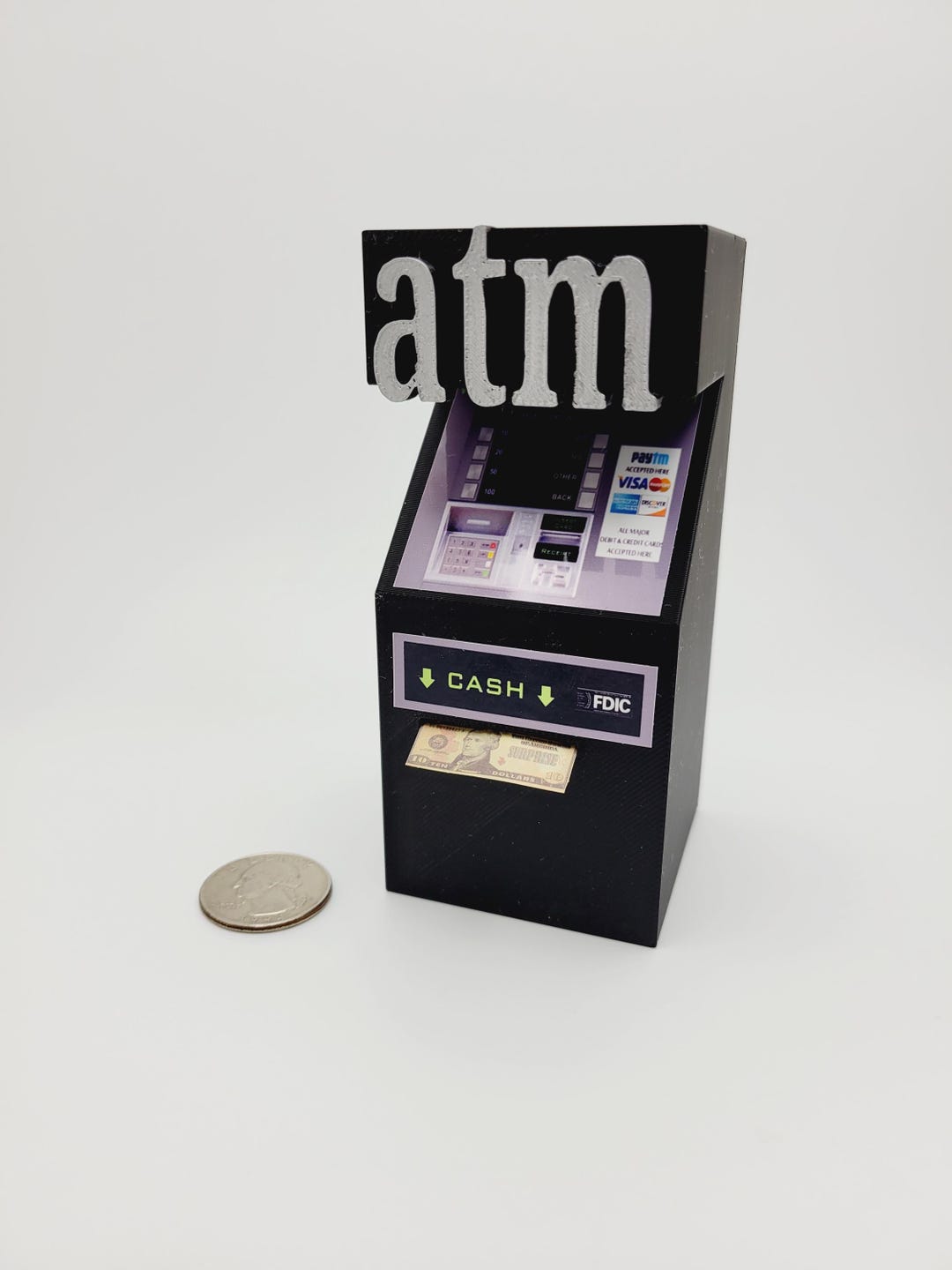 Miniature ATM Machine Action Figure Prop Miniature Store Accessory 1:10 ...