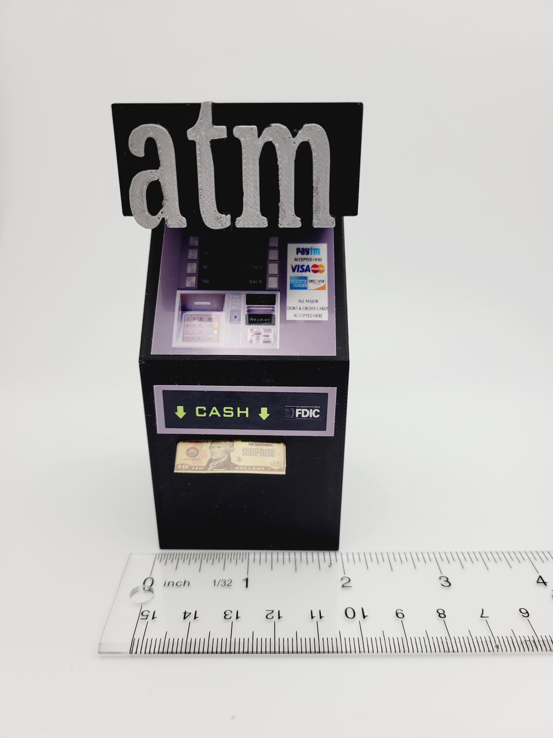 Miniature ATM Machine Action Figure Prop Miniature Store Accessory 1:10 ...