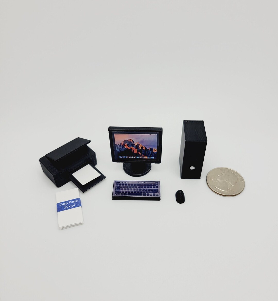 Dollhouse Miniature Desktop PC With Printer 1:12 Scale - Etsy