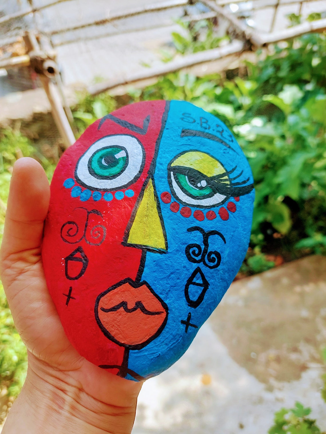 3 Piece Decor Set, Stone Paint Artwork, Small Stone Decor, Large ...