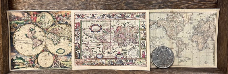 Miniature 3-piece Multi-scale World Maps Charts and - Etsy