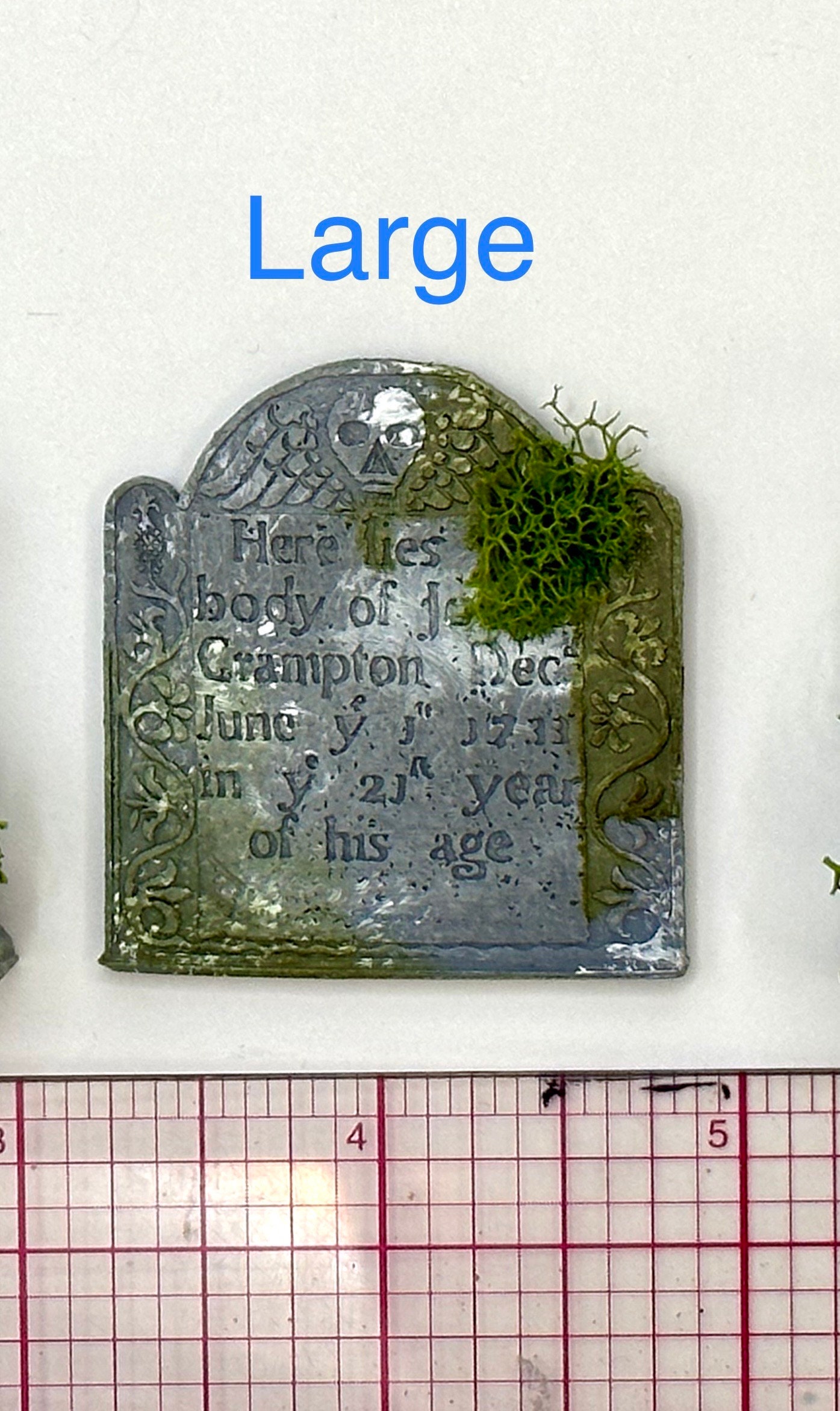 Multi-scale 1700s Flat Slab Headstone Dollhouse Miniature- Tiny Grave ...