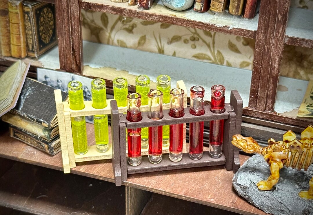 1:6 Test Tube Set Dollhouse Miniature- Tiny Chemistry Diorama Prop ...