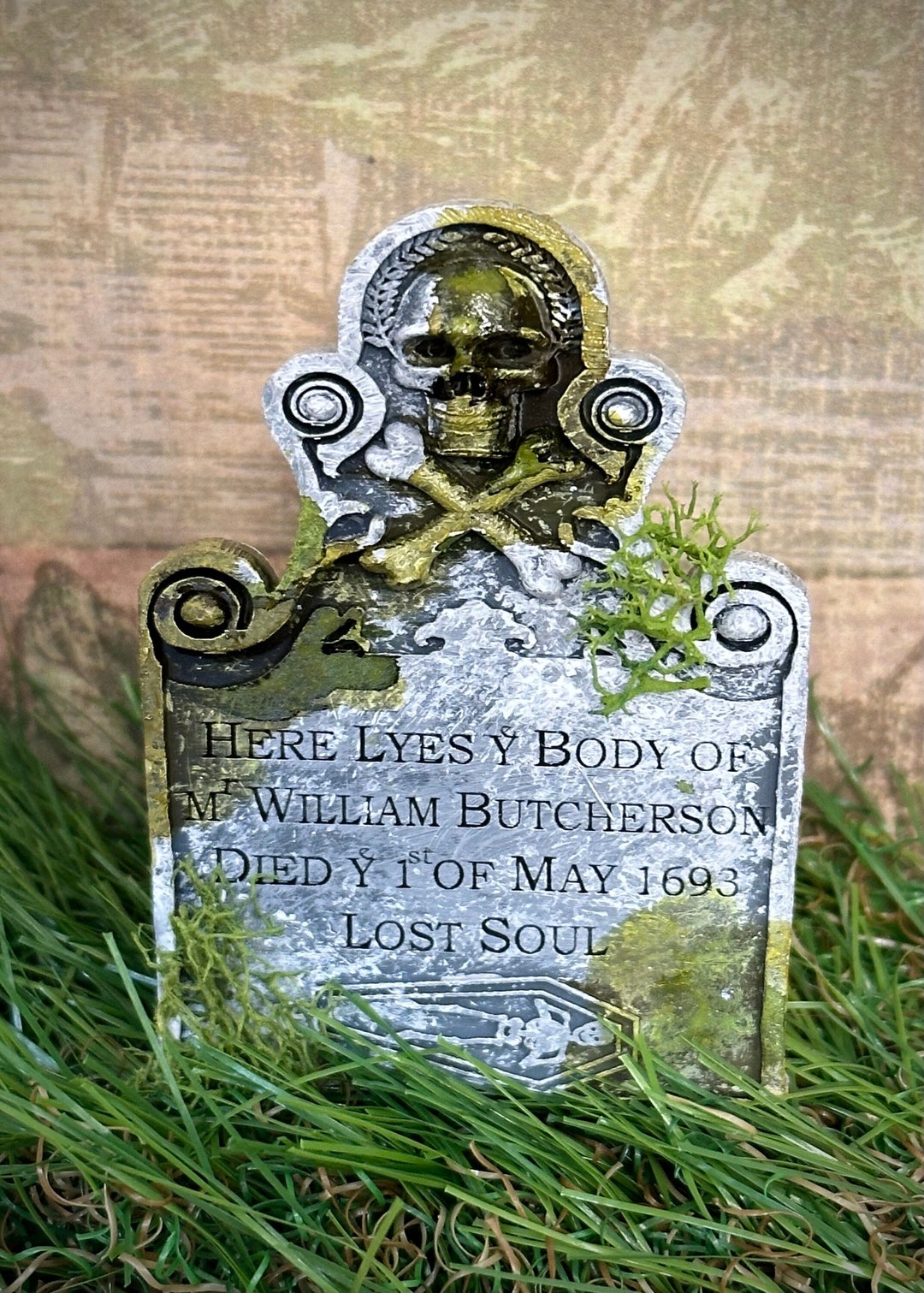 Multi-scale/1:12 Billy Butcherson Headstone Statue Dollhouse Miniature ...