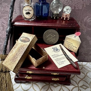 1:12 Wizard Boy Wand and Wand Box Dollhouse Miniature Wizard and Witch ...