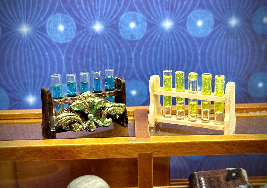1:12 Test Tube Set Dollhouse Miniature- Tiny Chemistry Diorama Prop ...