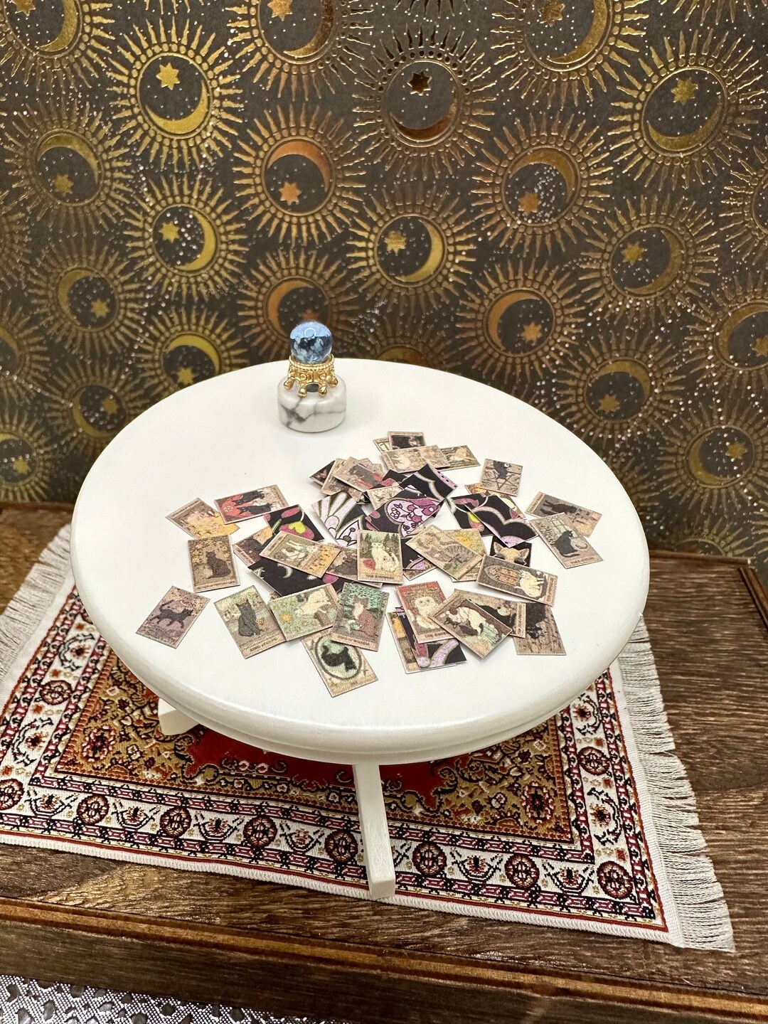 1:12 Cat Tarot Card Deck Dollhouse Miniature- Tiny Witch and Wizard ...