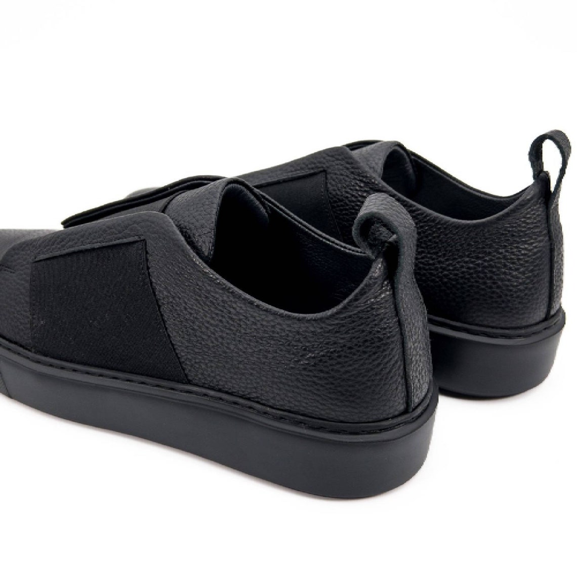 Shadow Black Genuine Leather Black Shoe Sole Sneaker for Men - Etsy