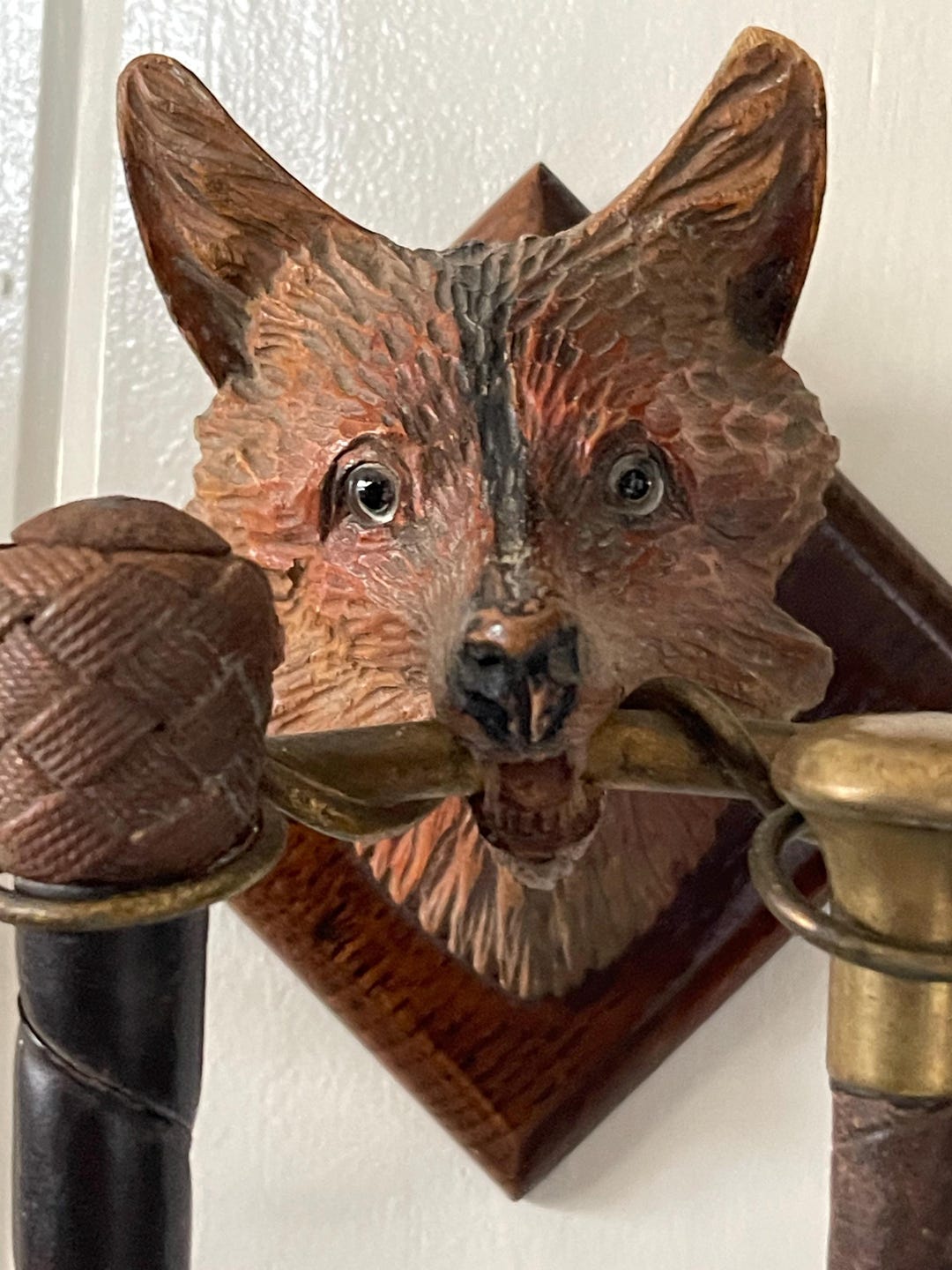 CUSTOM FOR ELIJAH** Late 19th Century Carved Fox Holding a Hunt Crop ...