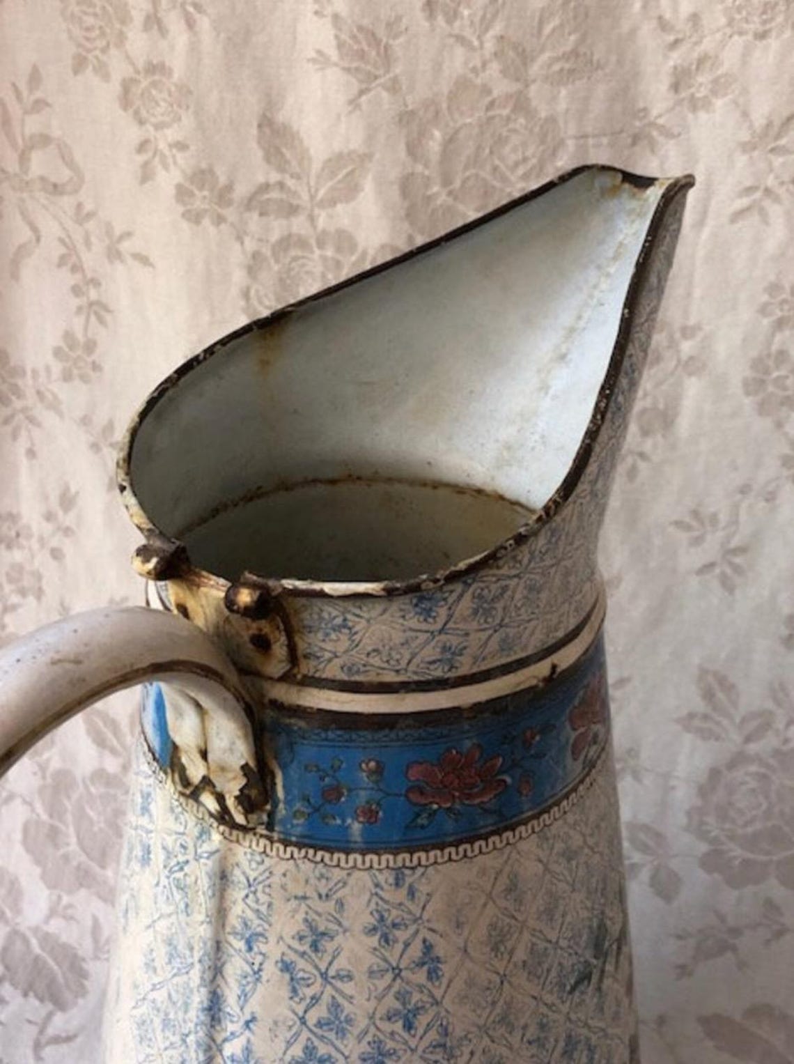 Rare Large Antique 1850 AULNOYE French Enamelware Body Pitcher With ...
