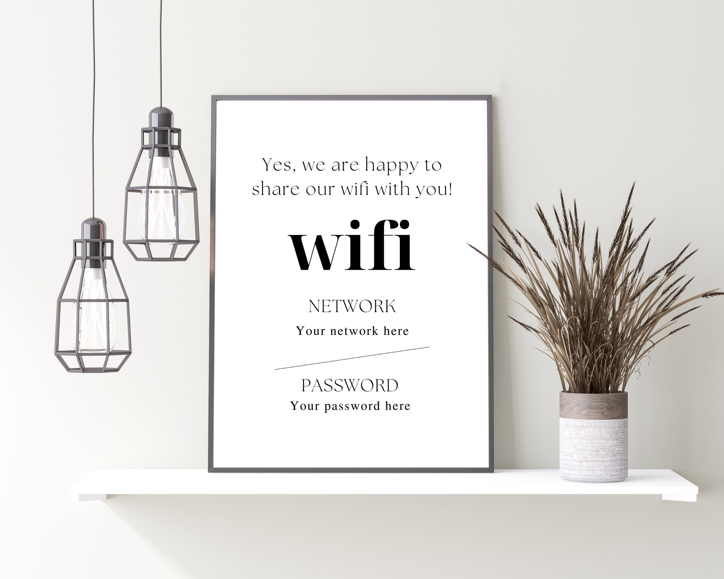 Wifi Password Sign Template, Airbnb Welcome Wifi Sign, Printable ...