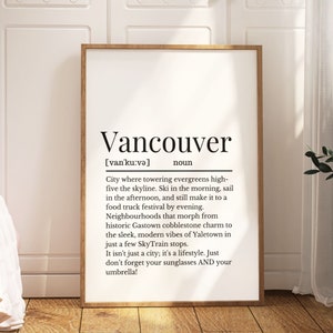 Vancouver Definition Print, Vancouver Wall Print, Printable Vancouver ...