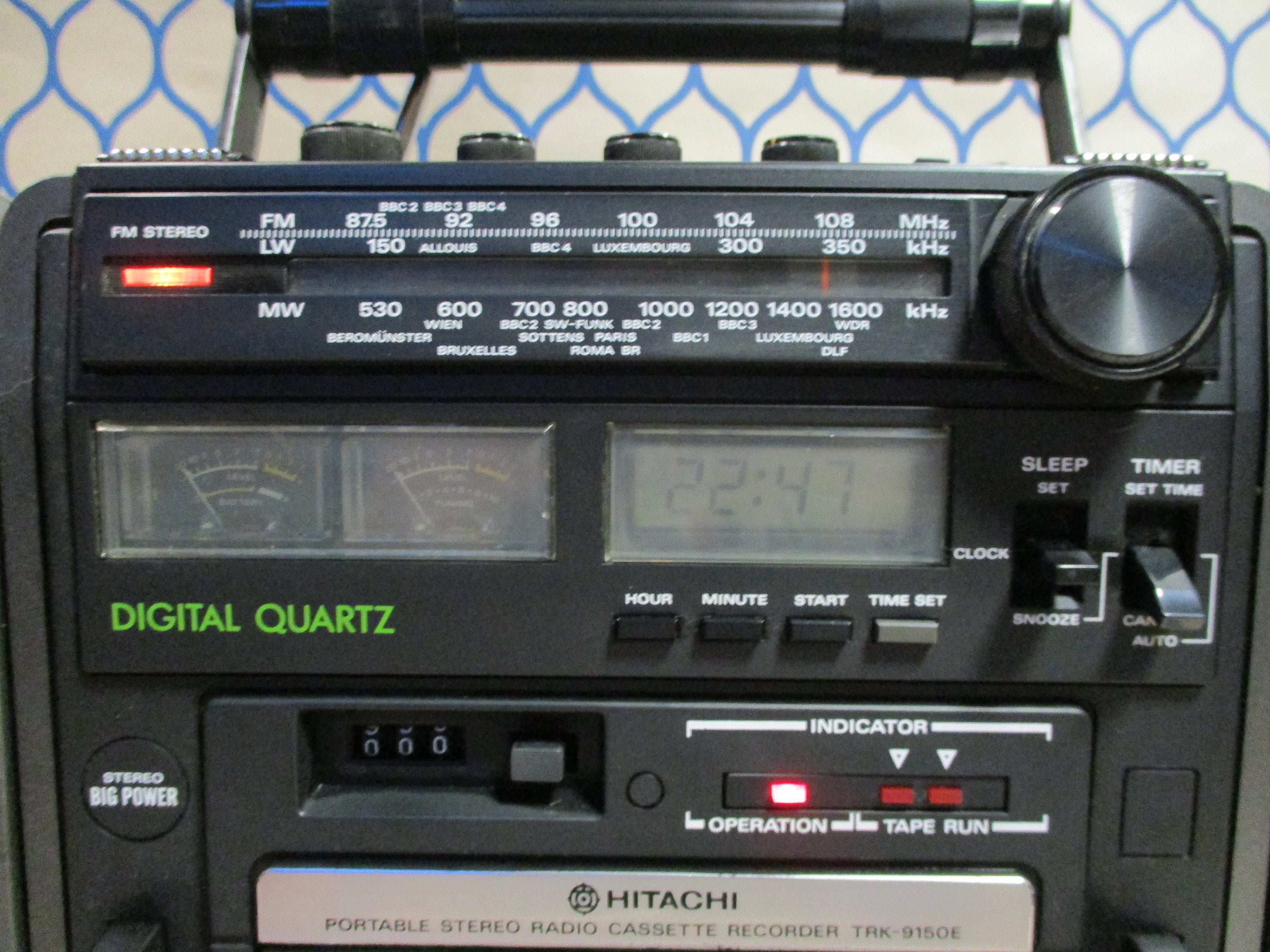 Hitachi Portable Stereo Radio Cassette Recorder TRK-9150E Vintage Rare ...