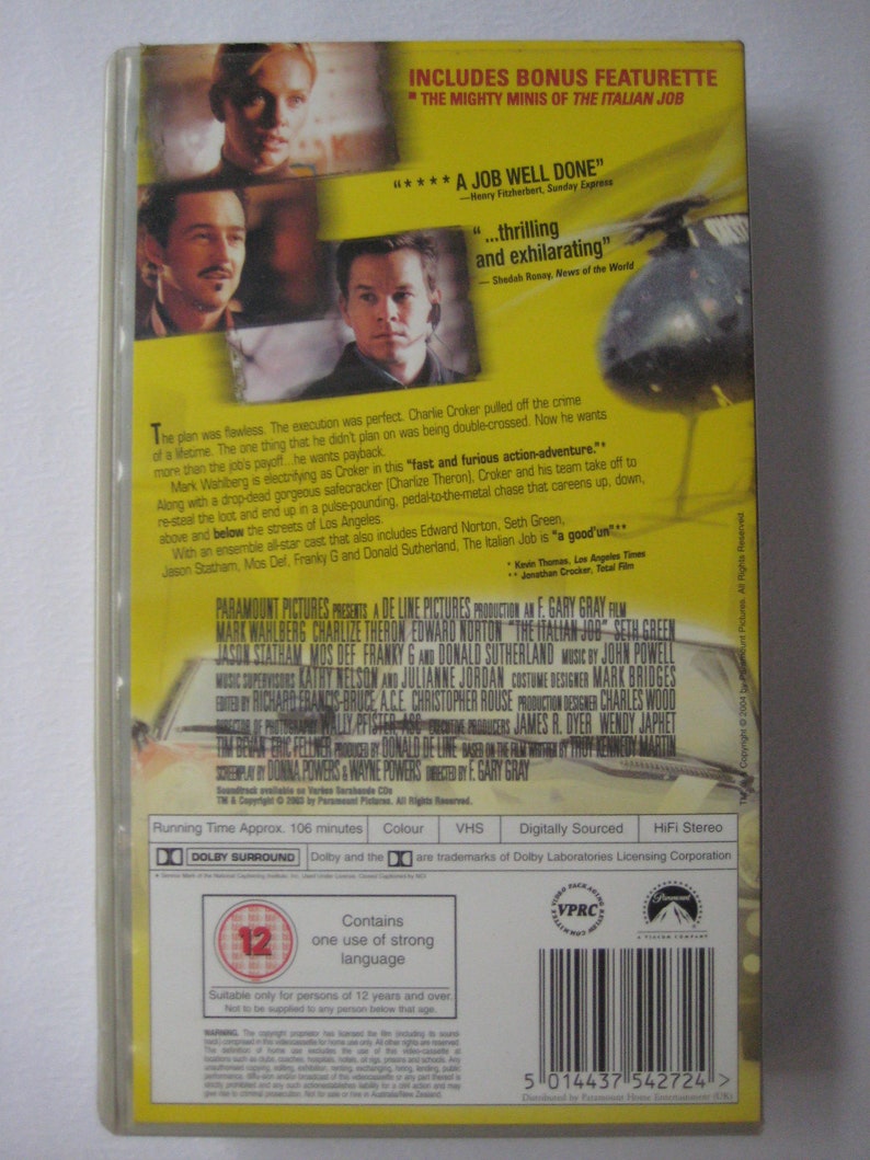 The Italian Job VHS PAL English - Etsy