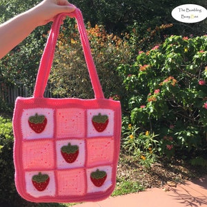 STRAWBERRY TOTE BAG and Drawstring Pouch 2 in 1 Bundle Crochet Pattern ...