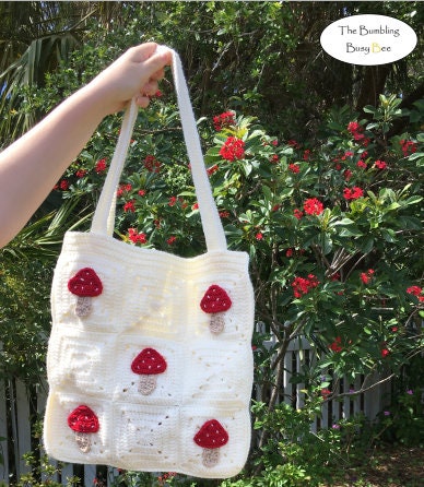 MUSHROOM TOTE BAG and Drawstring Pouch 2 in 1 Bundle Crochet Pattern ...
