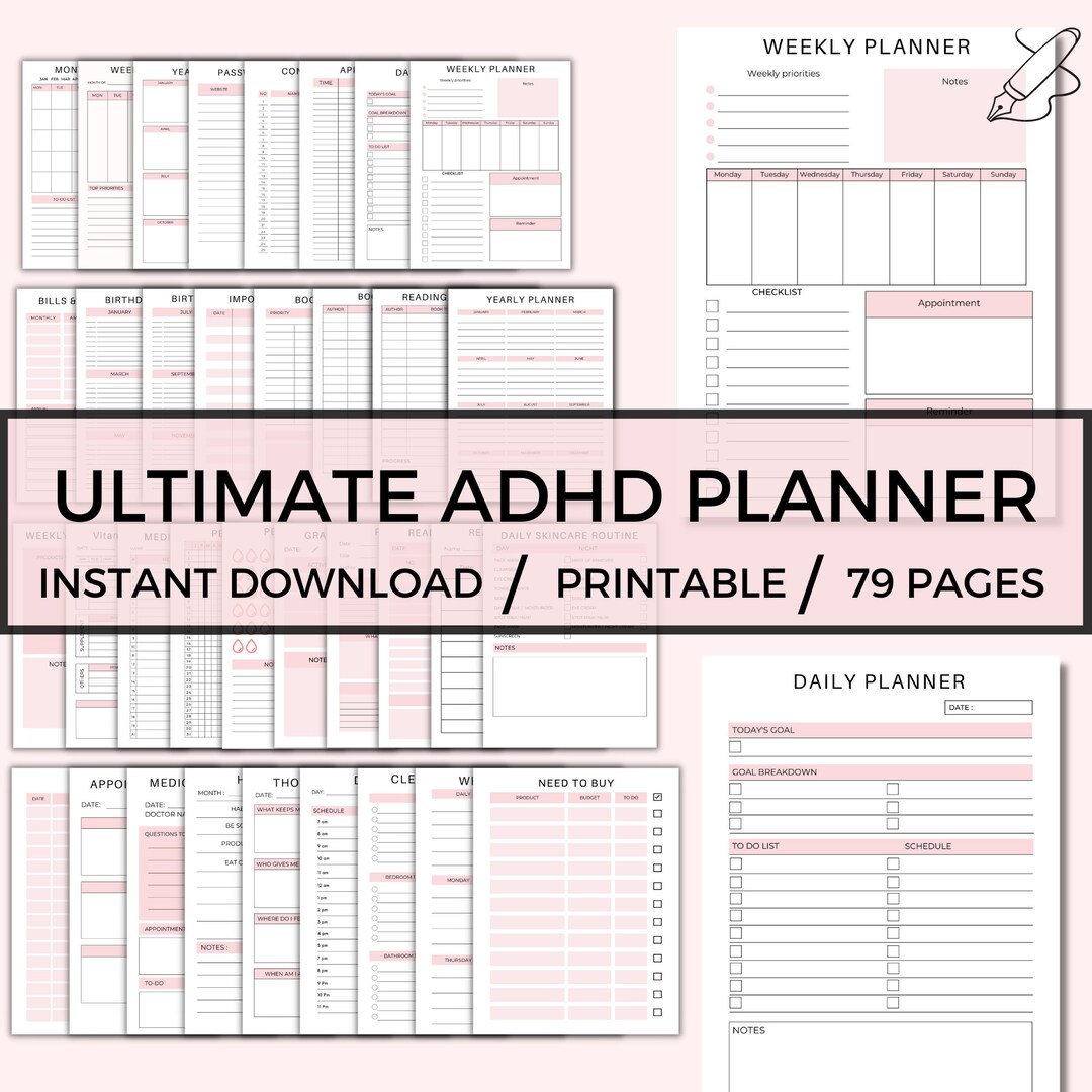 ADHD Planner ADHD Planner Printable Adhd Digital Planner - Etsy Australia