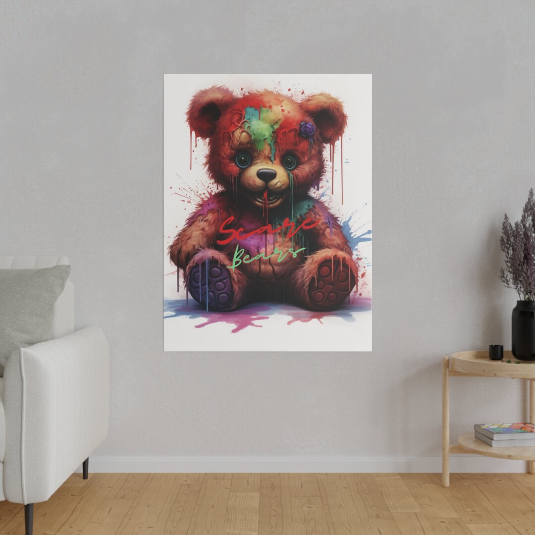 Whimsical Bear Art, Colorful Drip Painting, Kids Room Decor - Etsy