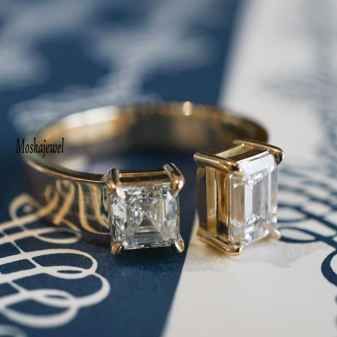 Two Stone Open Ring Toi Et Moi Engagement Ring Toi Et Moi - Etsy